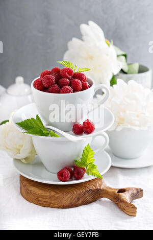 Fresh raspberries in stacked cups Stock Photo - Alamy