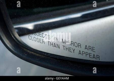 Objects In Mirror Warning On Rear View 4 Stock Photo - Alamy