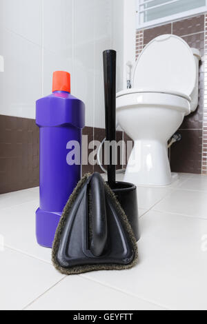 Cleaning products in toilet Stock Photo - Alamy