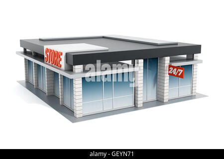 Generic store front isolated on white background. 3D illustration Stock ...