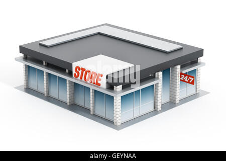 Generic store front isolated on white background. 3D illustration Stock ...