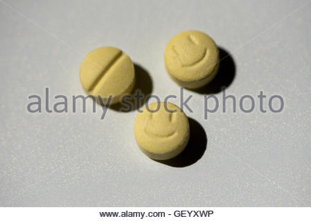 Ecstasy Tablets E s Pills with a smiley face on the front of the Stock ...