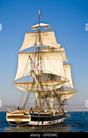 Tall Ship Pilgrim sails off Dana Point, CA US. The Pilgrim was a ...