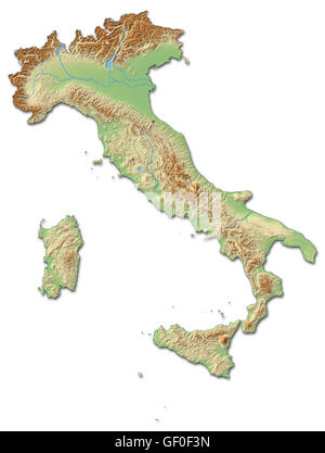 Italy, shaded relief map Stock Photo: 25412866 - Alamy