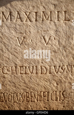 Latin inscription carved into stone tablet Stock Photo - Alamy
