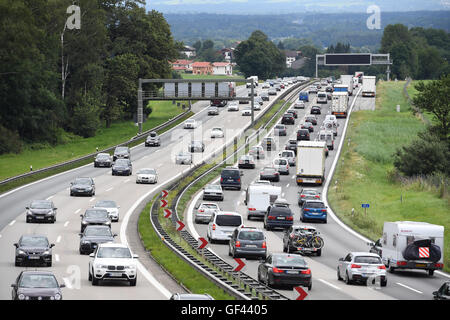 Autobahn A8 motorway near Irschenberg, Oberland, Upper Bavaria, Bavaria ...