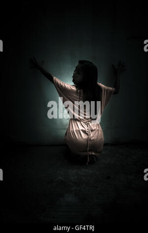 Ghost women screaming in the dark,Scary background for book cover Stock ...