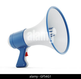 Megaphone Icon Isolated on Blue Background. Loudspeaker Concept Stock ...