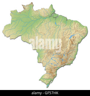 Brazil, shaded relief map Stock Photo - Alamy