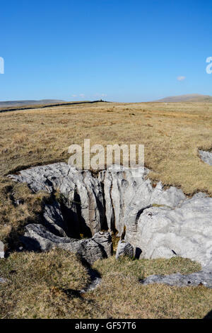 A doline or swallow-hole on limestone in Gran Sasso National Park ...