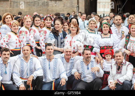 Romanian people wearing traditional romanian blouse "ie" celebrating ...
