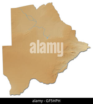 Botswana, shaded relief map Stock Photo - Alamy