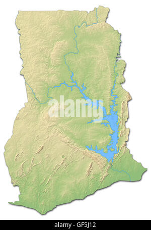 Ghana, shaded relief map Stock Photo - Alamy