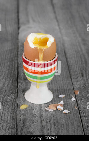 Gourmet breakfast with soft boiled egg, green asparagus and smocked ...