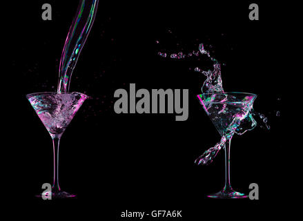 red splashing cocktail on black Stock Photo - Alamy