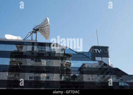NZTV New Zealand Television station building and roof showing satellite ...