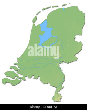 Netherlands, shaded relief map Stock Photo - Alamy