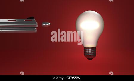 Idea reperesented by a bulb being shot and killed Stock Photo - Alamy