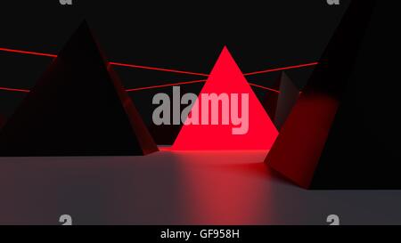 Red pyramid providing light with white background Stock Photo - Alamy
