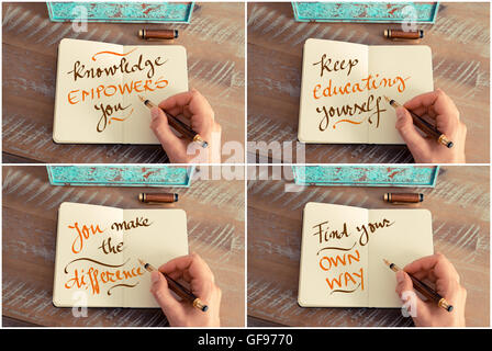 Photo collage of handwritten business motivational messages Stock Photo ...
