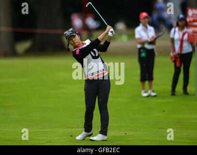 Lydia Ko of New Zealand plays a shot on the 14th fairway during the ...