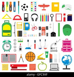 school supplies and schoolbag Stock Vector Image & Art - Alamy
