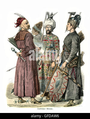 Military uniforms of Ottoman Turkey 17th and 18th Century. Janissaries ...
