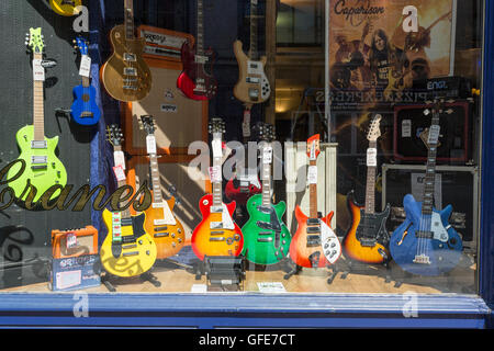 Music shop window Stock Photo - Alamy