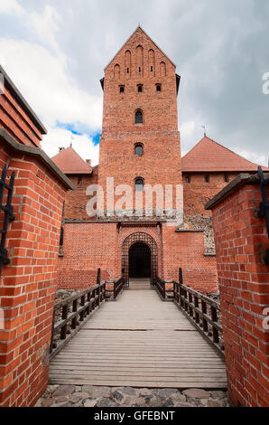 Tower roof of the medieval Trakai Castle, near Vilnius, Lithuania Stock ...