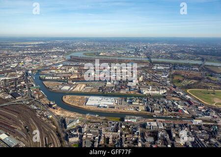Aerial view, city harbor Neuss, Neuss Harbour, Rhine, Neuss, Rheinland ...