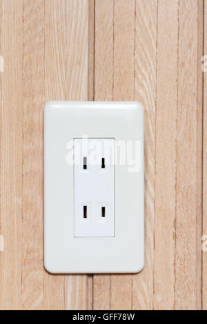 Japanese electric power socket on the wooden wall Stock Photo - Alamy
