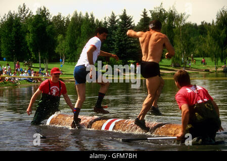 Log Rolling Contest Stock Photo - Alamy