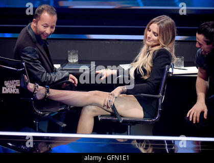 The jury of DJ BoBo, Sophia Thomalla and Cale Kalay (l-r) during the ...