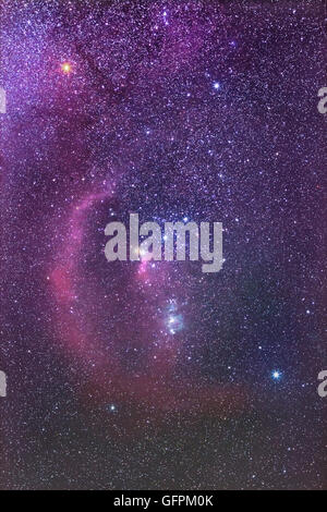 Barnard's Loop nebula in Orion. Enhanced optical image of Barnard's ...