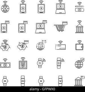 Digital fintech vector line icons set. Fintech, Digital, Payments ...