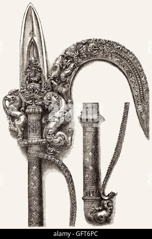Elephant Goad (Ankus), 17th century, South Indian, Steel, brass, L. 16 ...