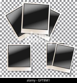 Instant photo frame background. Blank instant photo on dark transparent ...
