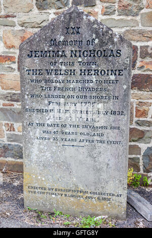 Jemima Nicholas memorial, St Mary's church graveyard, Fishguard ...