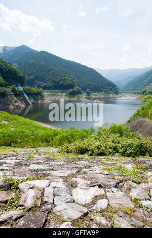Rockfill dam in Japan in summer Stock Photo - Alamy