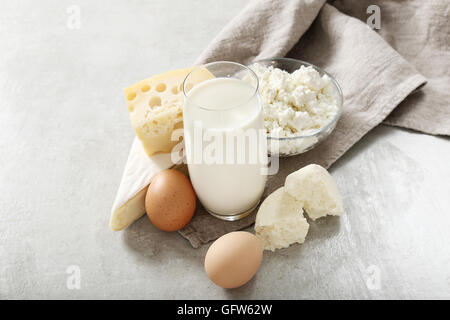Dairy products on table Stock Photo - Alamy