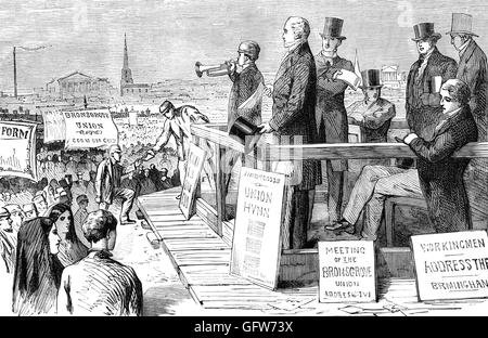 BRITISH TRADE UNION demonstration in 1877 with banners of Alliance of ...