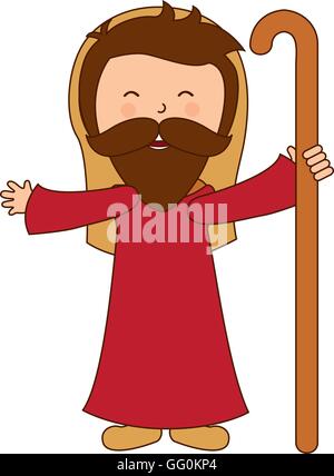 saint joseph manger character icon vector illustration design Stock ...