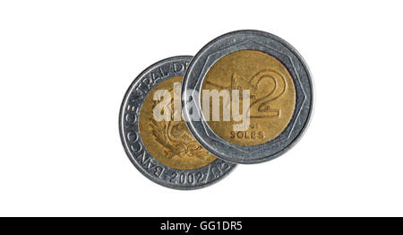 Peruvian currency of two new soles on white background Stock Photo - Alamy