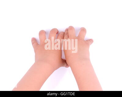 Gesturing children's hands on white background Stock Photo - Alamy