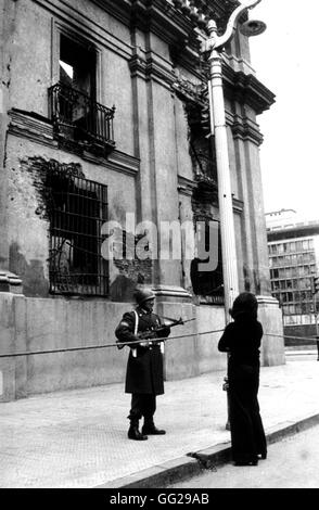 Military putsch. After the bombing of the Moneda Palace September 1973 ...