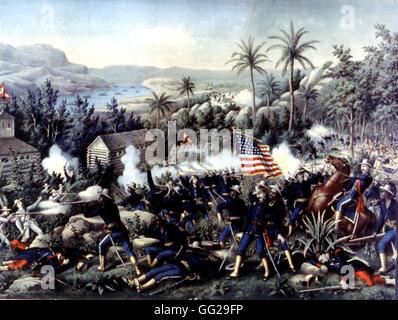 Engraving by Kurz Allison, Spanish-American War, Battle of Quinga in ...