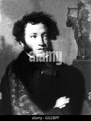 Portrait of Alexander Pushkin (1799-1837) a Russian poet, playwright ...