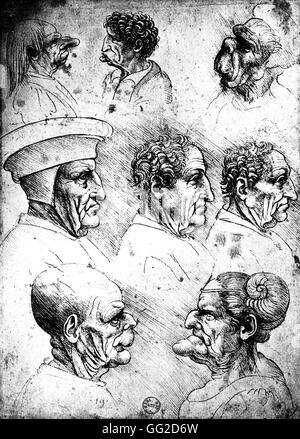 Grotesque portrait of a man by Leonardo da Vinci 1500-1505 black Stock ...