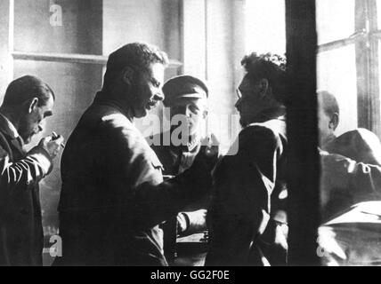 Leon Trotsky, head of the Red Army, addressed the Red Guard in 1918 ...