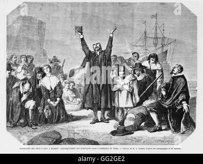 The landing of the pilgrim fathers, in America. A.D. 1620 Stock Photo ...